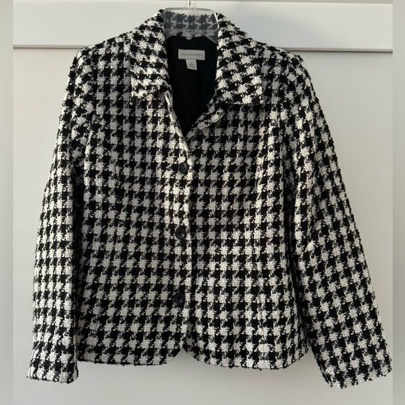 Appleseed's | Jackets & Coats | Appleseeds Fully Lined Black White Houndstooth Button Down ...